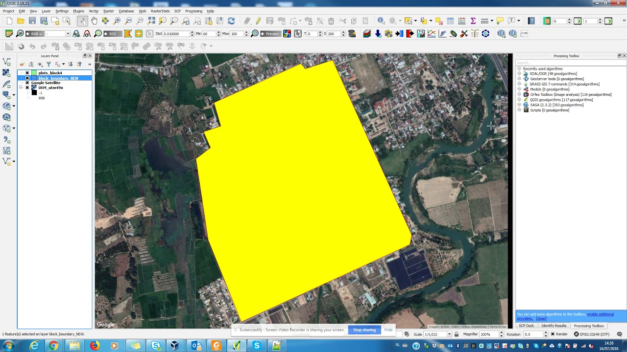 Digitizing farm plots in QGIS using Google satellite background image - YouTube