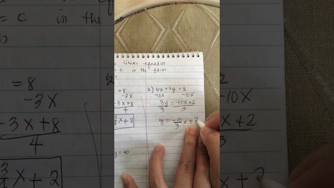 Write The Linear Equation Ax by c In The Form Y mx b YouTube Write The Linear Equation Ax by c In The Form Y mx b YouTube