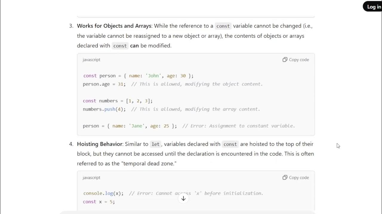 Explain Const in Javascript - YouTube