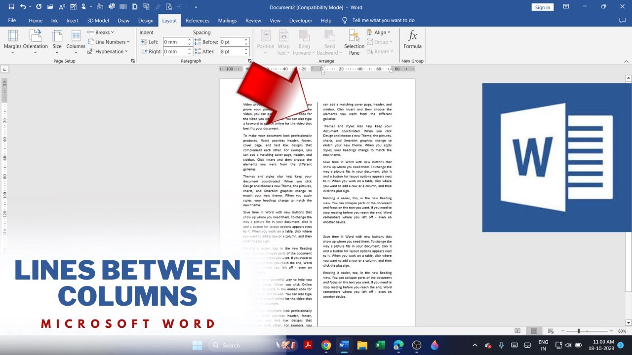 How to draw line between columns in Microsoft word? - YouTube