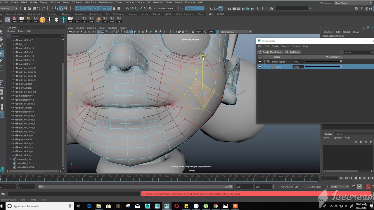 cartoon girl facial expression blend shape part 01 - YouTube