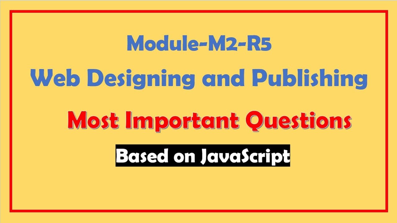Module Code- M2-R5 |JavaScript| Important Questions for Exam| NIELIT OLEVEL-JAN 2021 Exam - YouTube