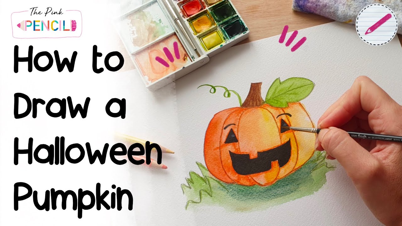 How to draw a halloween pumpkin - a drawing tutorial for kids - YouTube