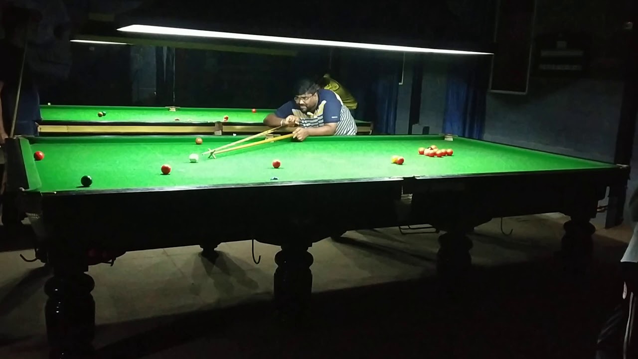 A late night snooker match. Playing with a good player Sravanakrishnan ...