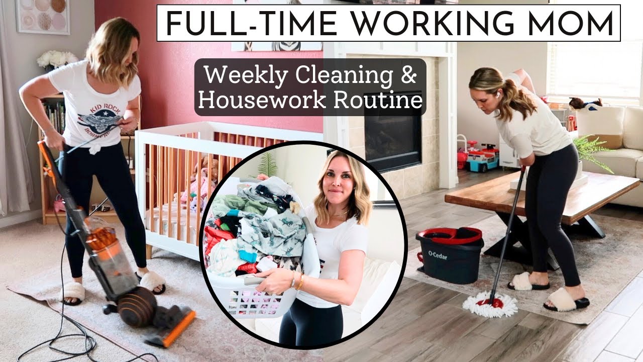 Working Mom Weekly Cleaning + Housework Routine | Clean with Me - YouTube