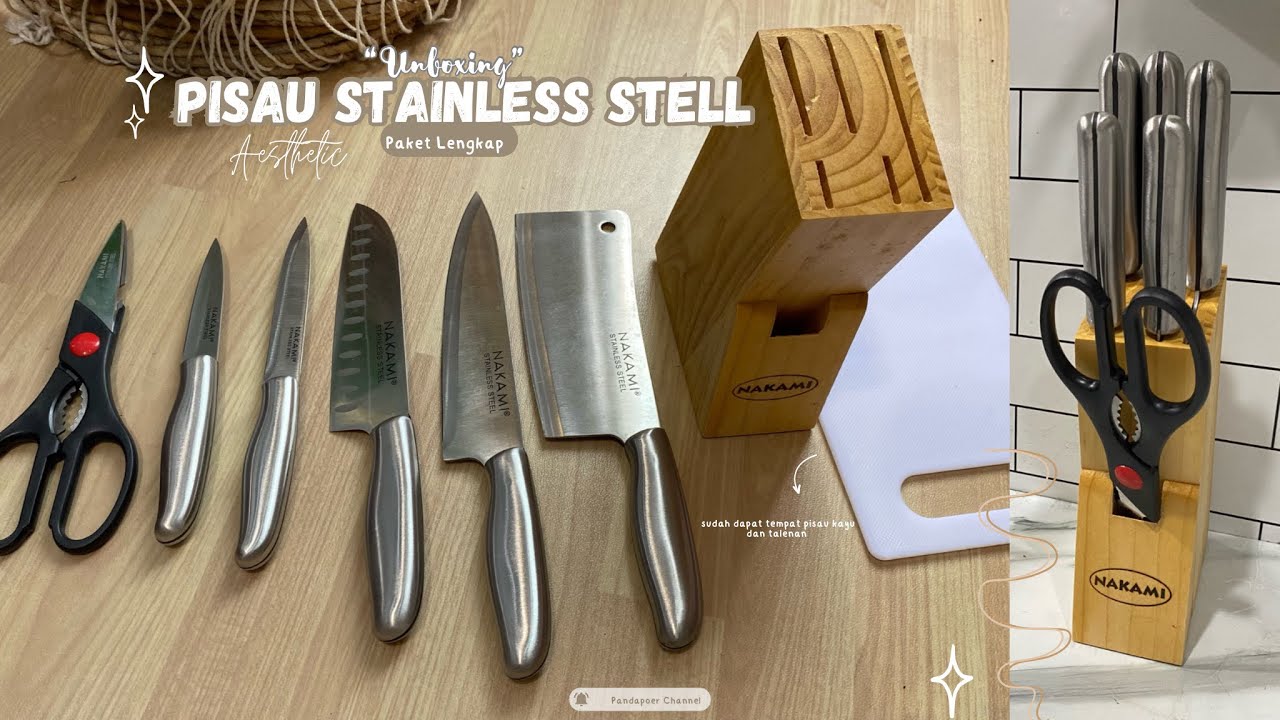 Unboxing - Pisau Set Stainless Steel Nakami Estetik | Pisau Stainless ...
