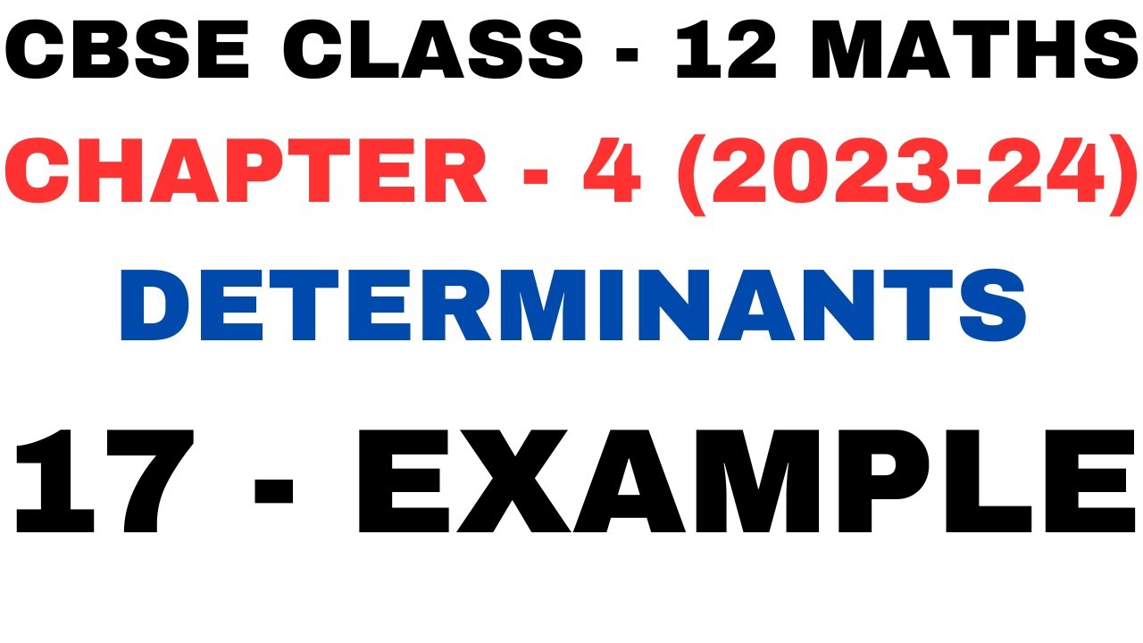 17 Example l Chapter 4 Determinants l example17 Solution Class12th Maths l NEW NCERT 2023-24 ...