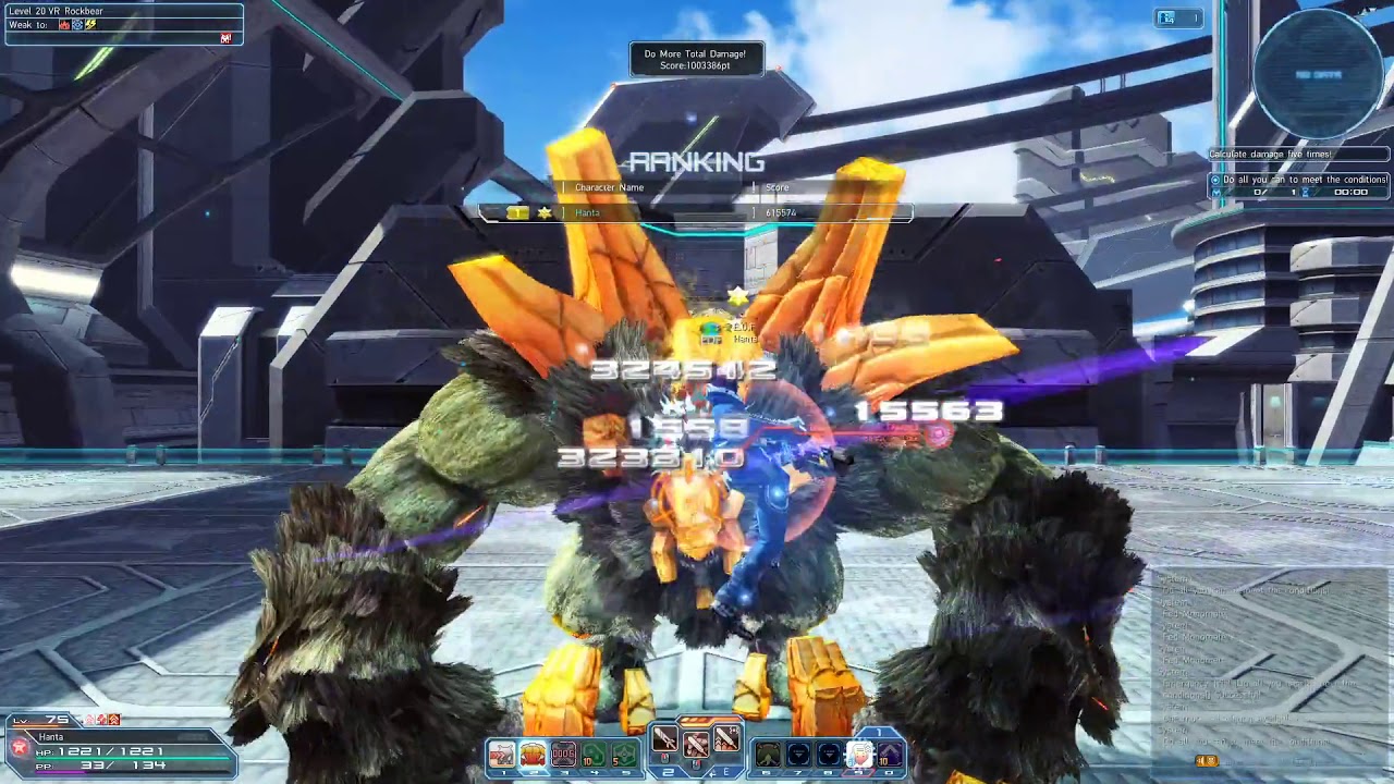 PSO2 NA - Rockbear damage tally Hu/Fi Sword 3.5m - YouTube