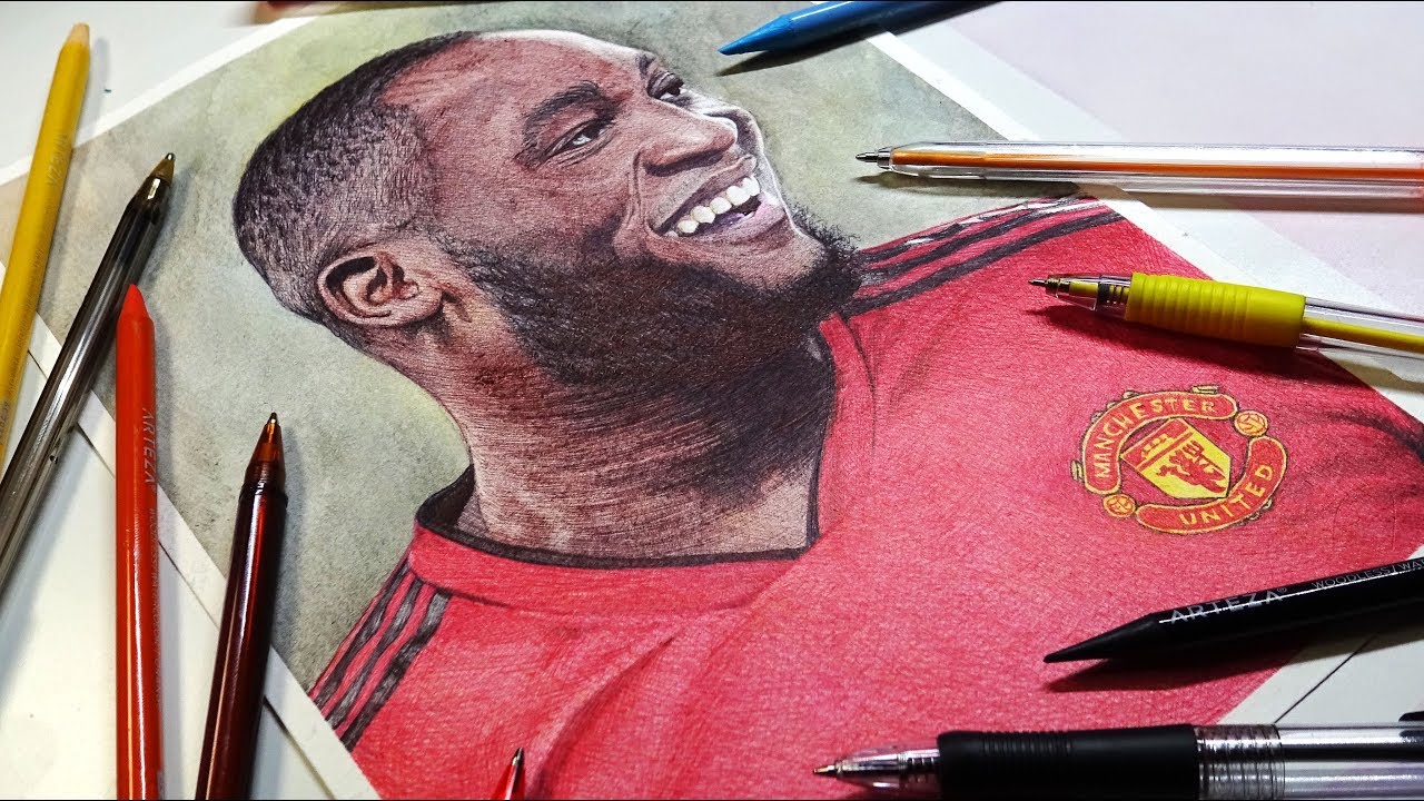 LUKAKU Pen Drawing | Manchester United - DeMoose Art - YouTube