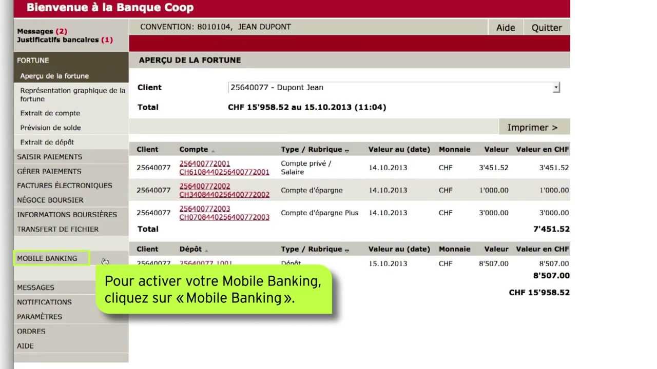 Mobile Banking de la Banque Coop - Activation - YouTube