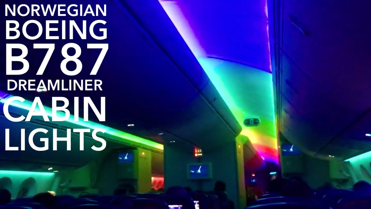 Norwegian Boeing B787 Dreamliner Cabin Light before Landingi in Puerto ...
