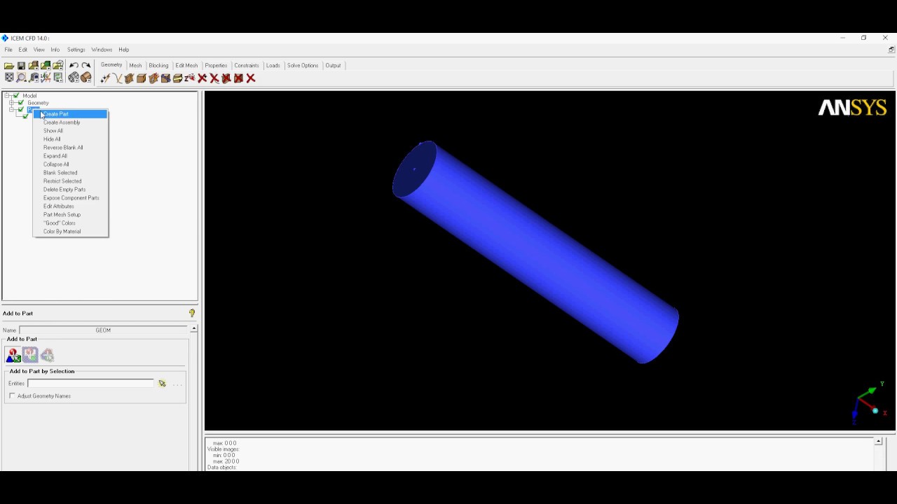 How to create cylinder using ANSYS ICEM CFD - YouTube