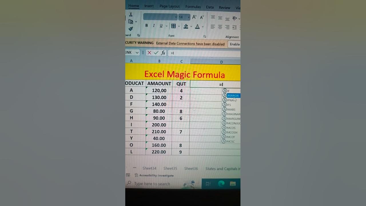 Excel Magical Iferror Formula Trick Shots Trading Excelsheet Exceltips Viral