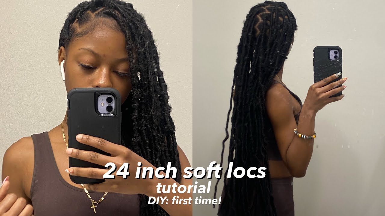 24 inch Soft Locs On Myself @3am + TUTORIAL - YouTube