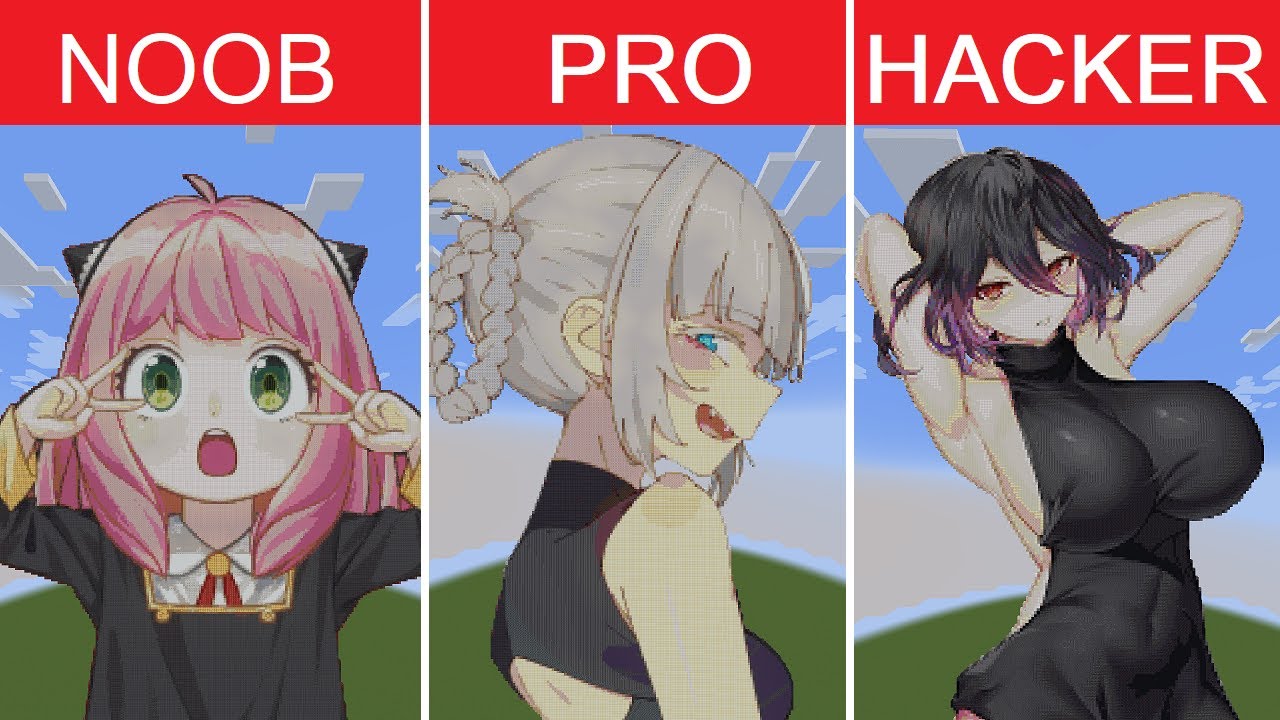 NOOB VS PRO VS HACKER | Anime girl / Waifu | Minecraft Pixel art - YouTube