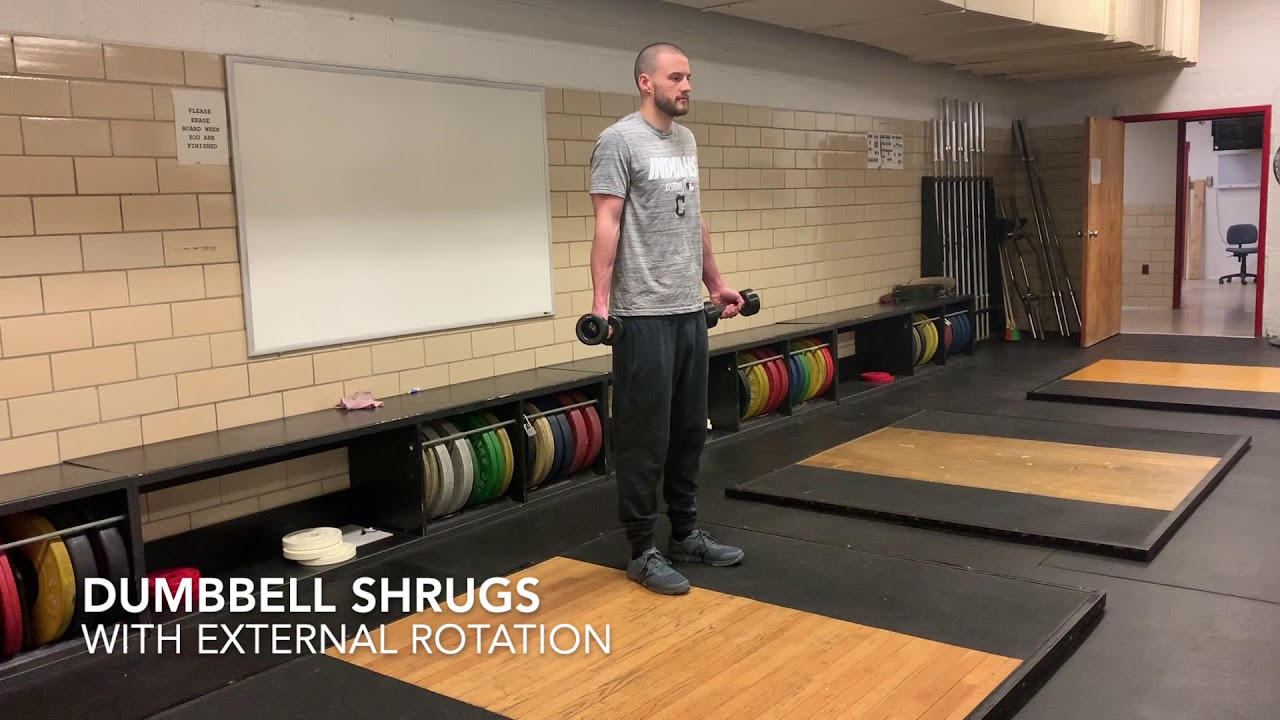 Dumbbell Shrugs With External Rotation - YouTube