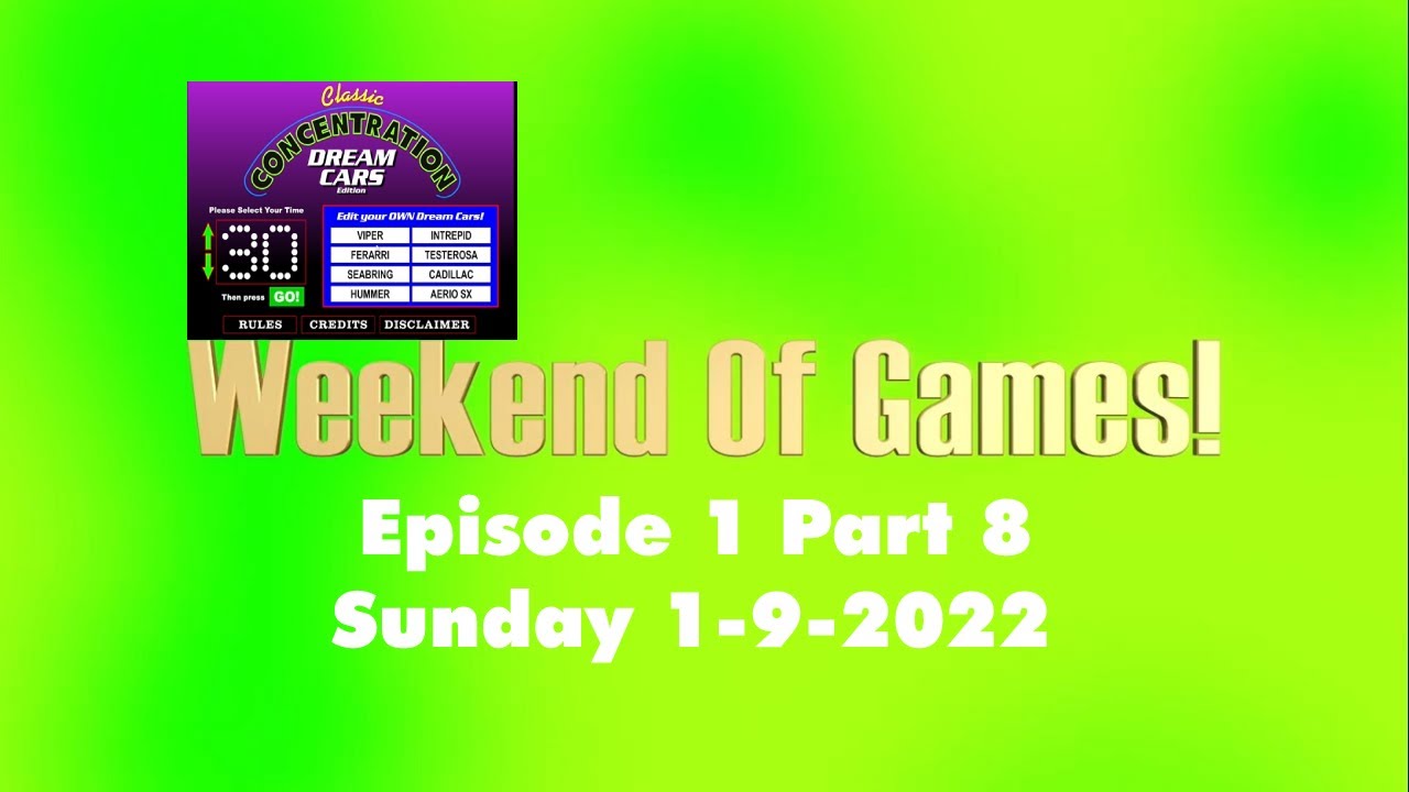 Weekend Of Games! I Part 8 Classic Concentration Dream Cars Edition ...
