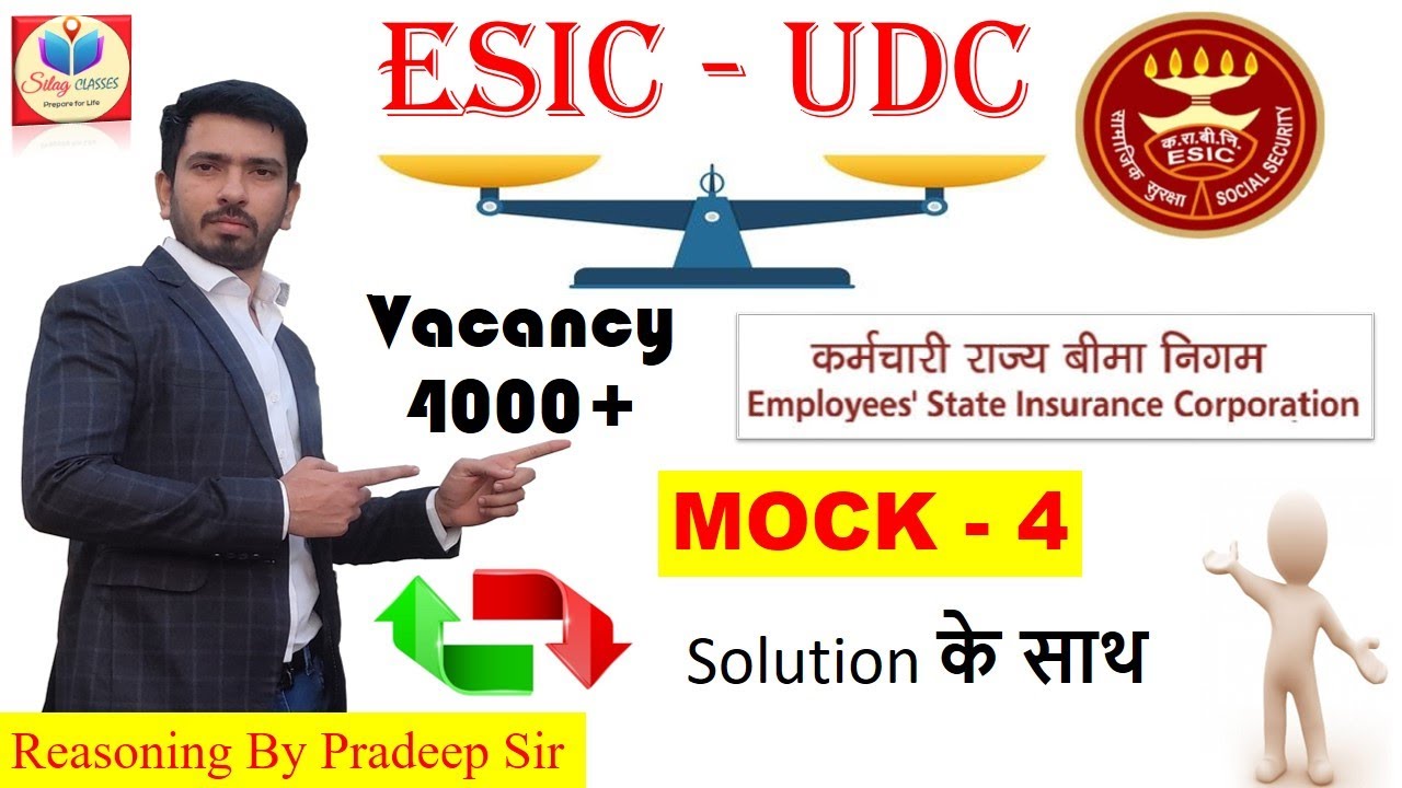 ESIC UDC Recruitment 2022 | Reasoning Classes | Mock Test #4 | Pradeep ...
