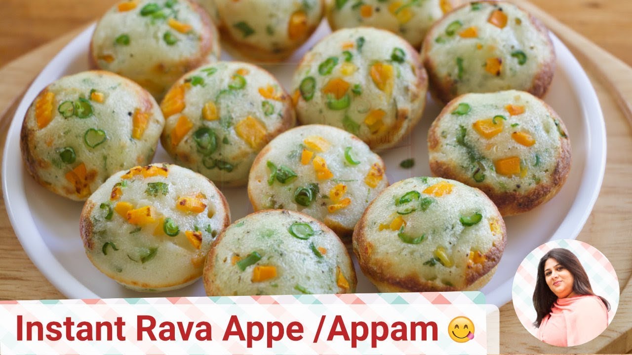 Instant Rava Appam Recipe - How to make Rava Appe - Sooji Appam Recipe ...