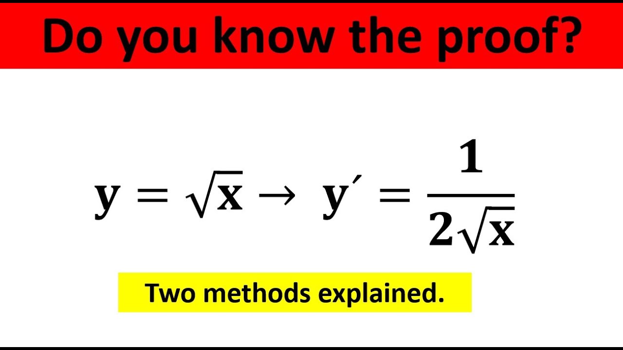 Differentiation proof radical x | derivative tricks and rules | - YouTube