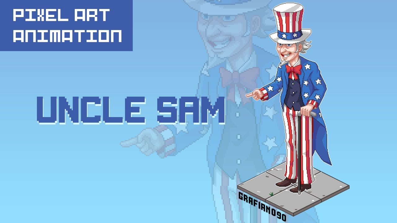 Isometric Pixel Art Character Stand Animation, Uncle Sam - YouTube