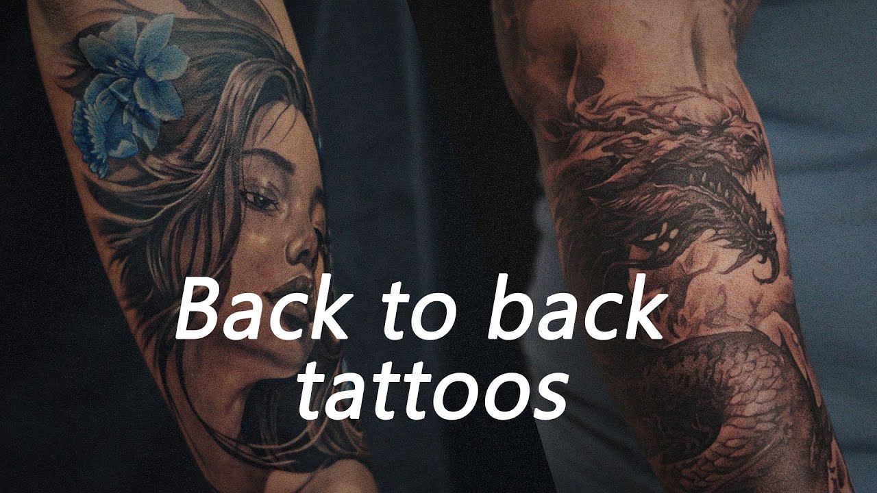 Back to back sessions, flash design, leviathan and trash polka tattoos ...