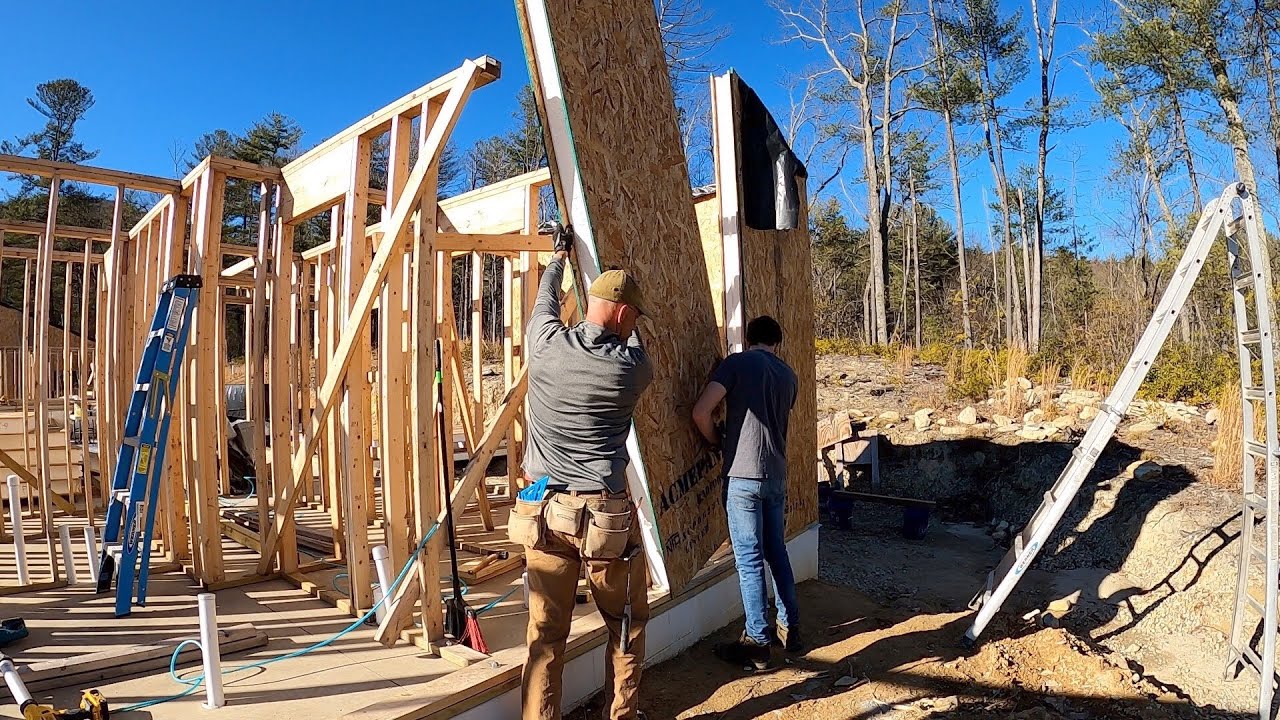 #26. SIPs House Build. Building walls in the moonlight. DIY SIP house ...
