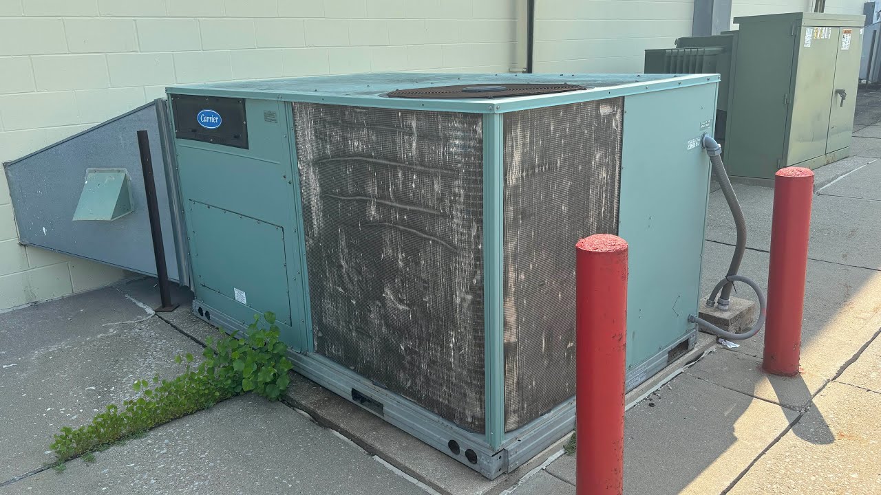 1993 Carrier Weathermaker 10 ton package RTU air conditioner running on ...