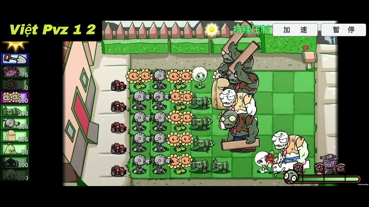 PvZ Bt plants vs zombies Thử thách dùng súng máy đọ sức với Zombies cực ...