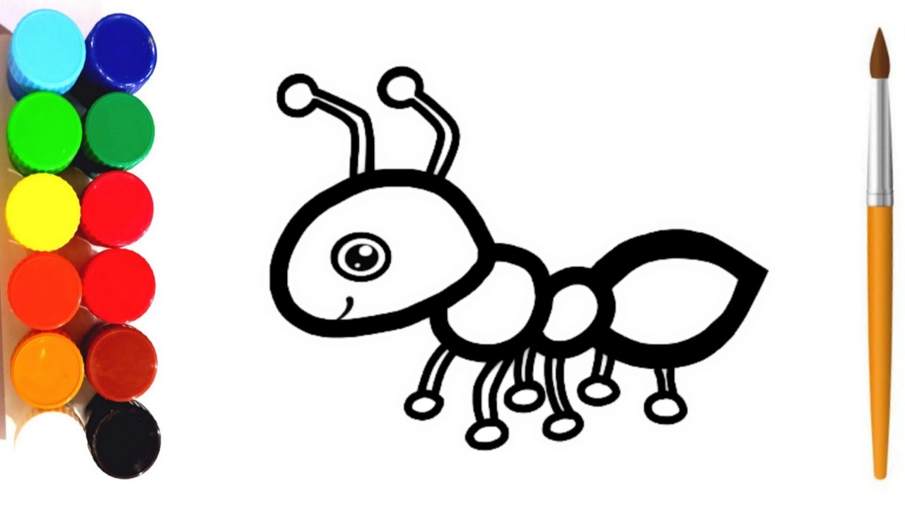 How to Draw ant For Kids Step by Step and Coloring | Ant Drawing for ...