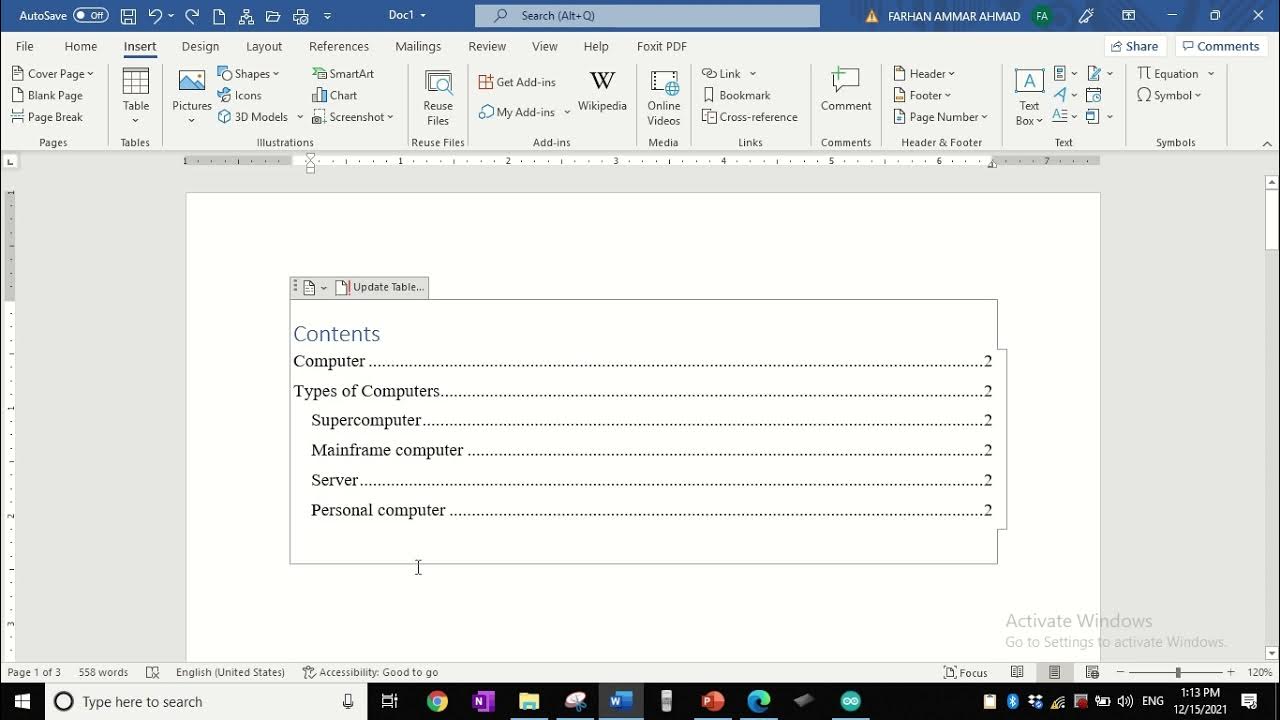 Insert Cover Page in MS Word 365 - YouTube
