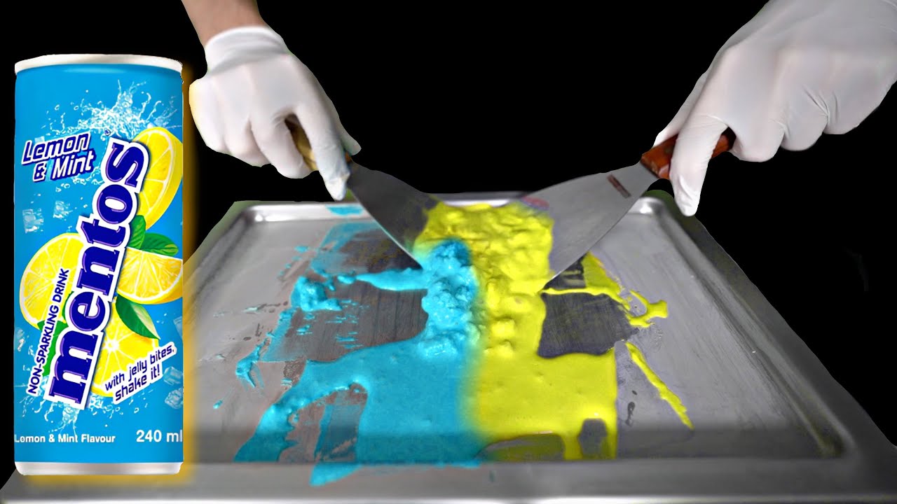 MENTOS DRINK LEOMON MINT IceCream Rolls Transformation to Ice Cream ...