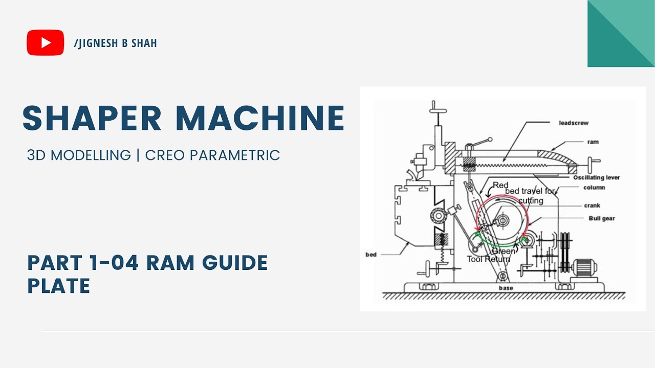 Shaper Machine | Part-4 RAM GUIDE PLATE | Part Modelling | Creo 7.0 ...