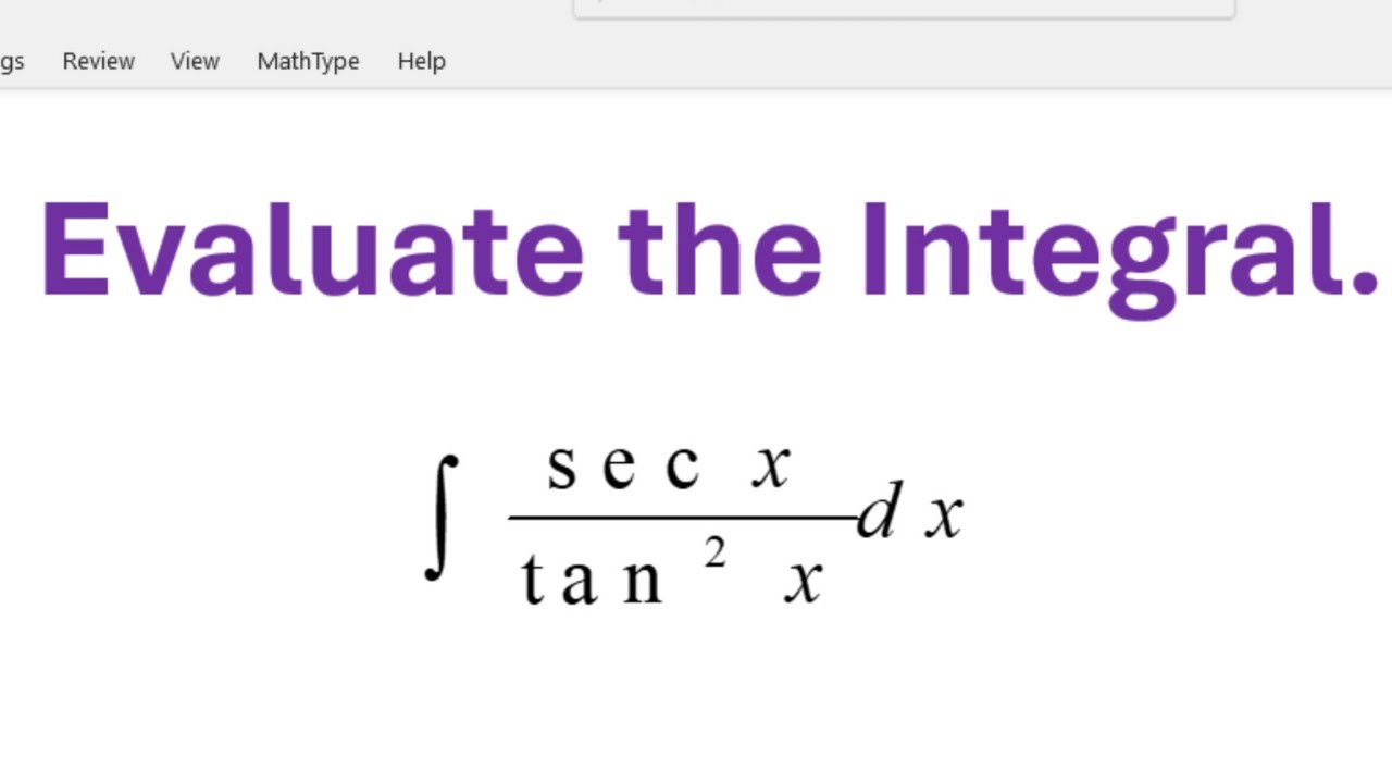 Integral of (sec x)/tan ^2(x) - YouTube