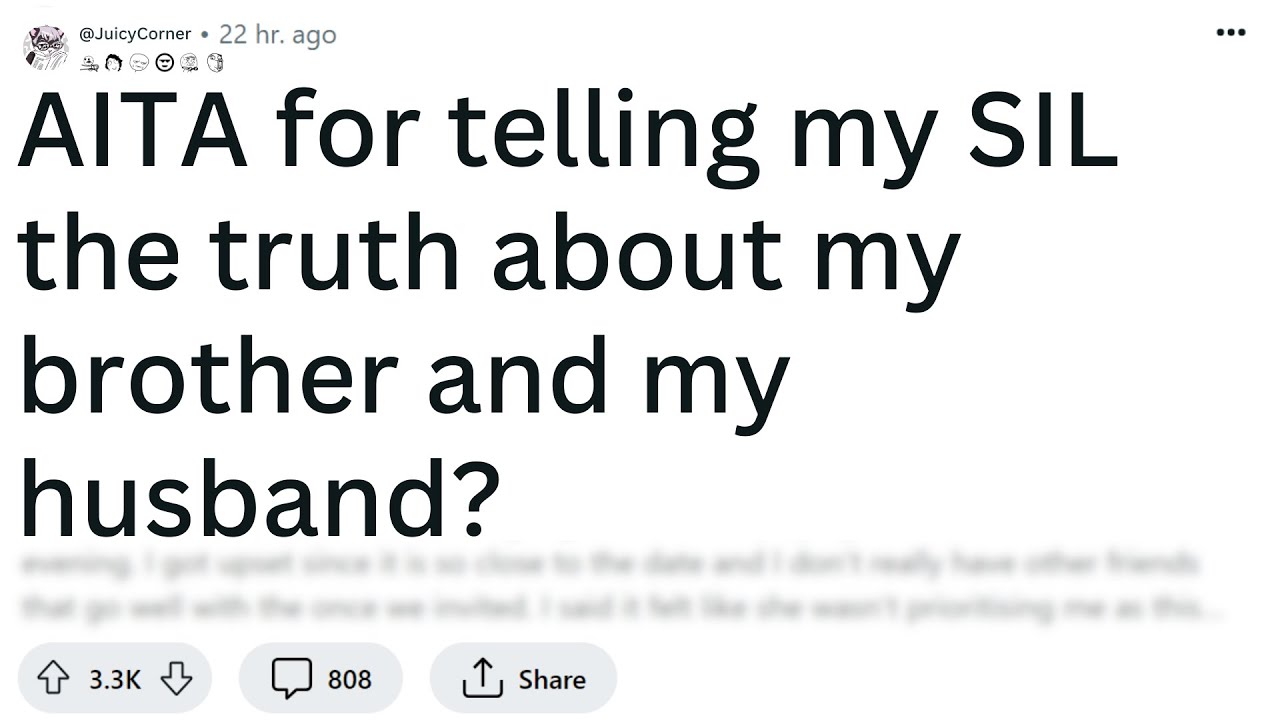AITA for telling my SIL the truth about my brother and my husband ...