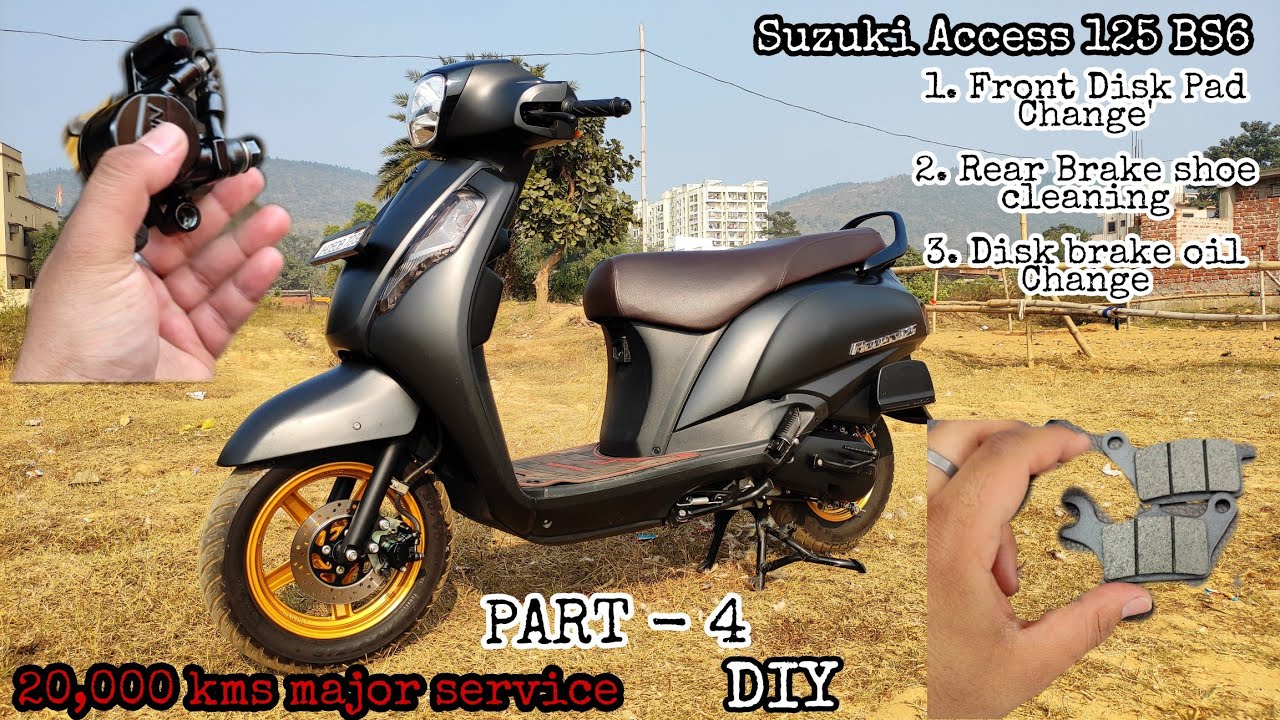 Suzuki Access 125BS6 Front Disk brake Pads & Oil Change & Rear Brake ...