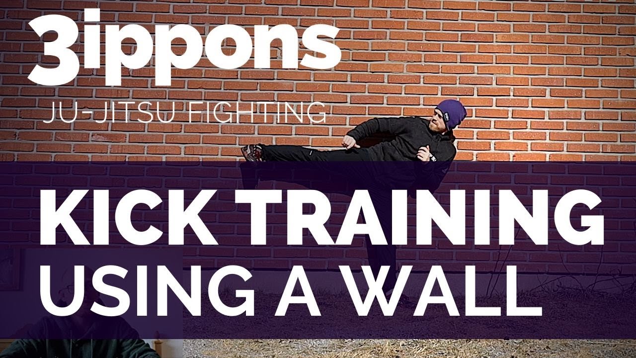 Kick training using a wall for Ju-jitsu fighting, karate, MMA and other ...