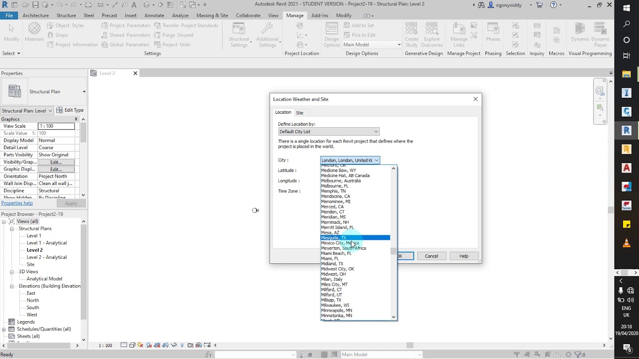 2. Setting the Project Location in Autodesk Revit 2021 Structure 2 ...