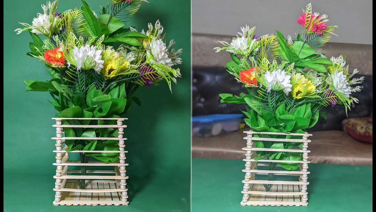 Amazing work DIY Popsicle sticks | Flower pot holder using popsicle ...