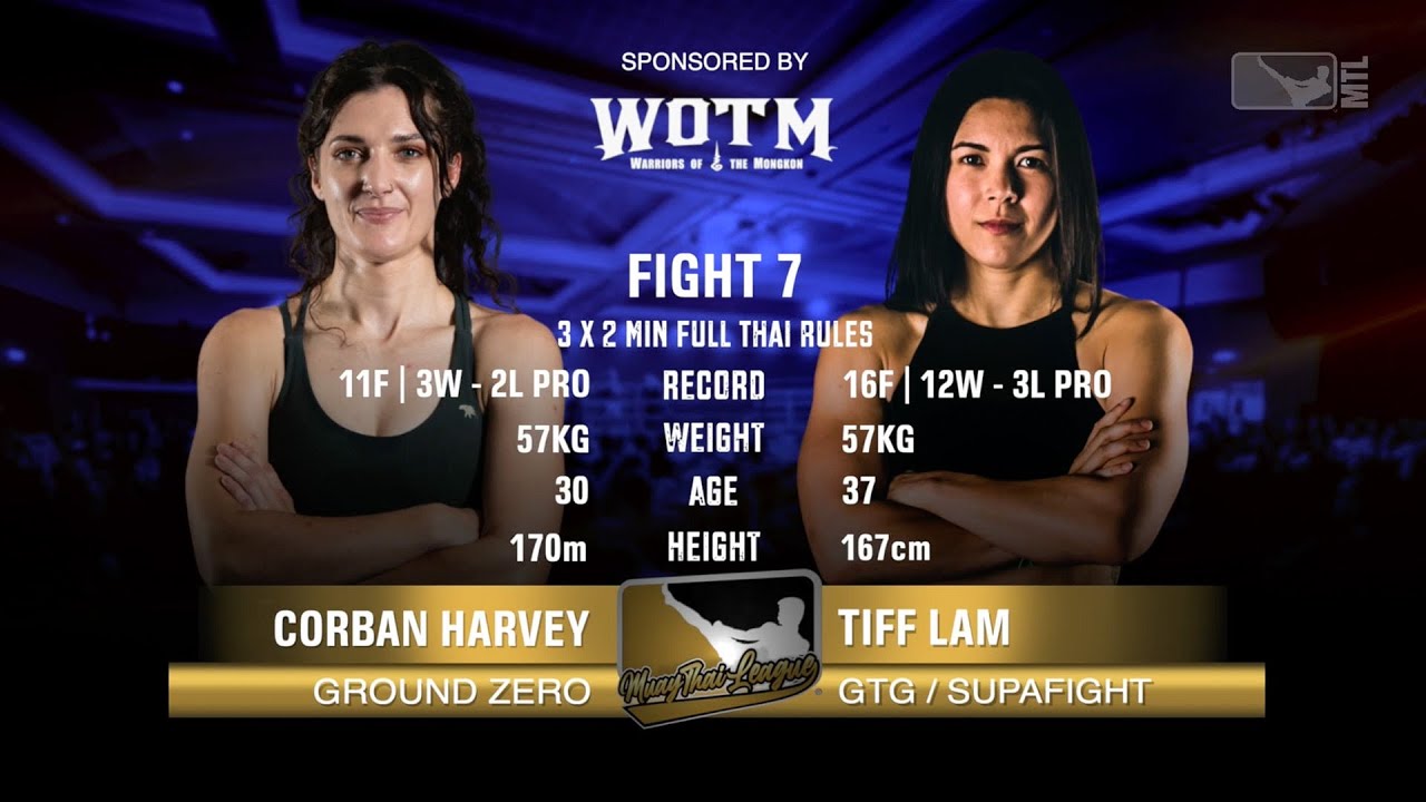 Corban Harvey Vs Tiff Lam - Muay Thai League 7 - YouTube