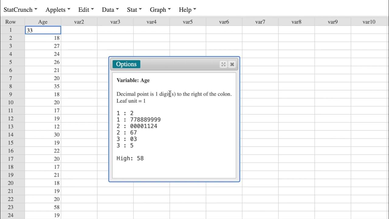 Creating a stemplot with software - YouTube