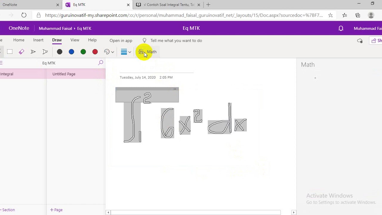 Draw Equation Matematika di OneNote - YouTube