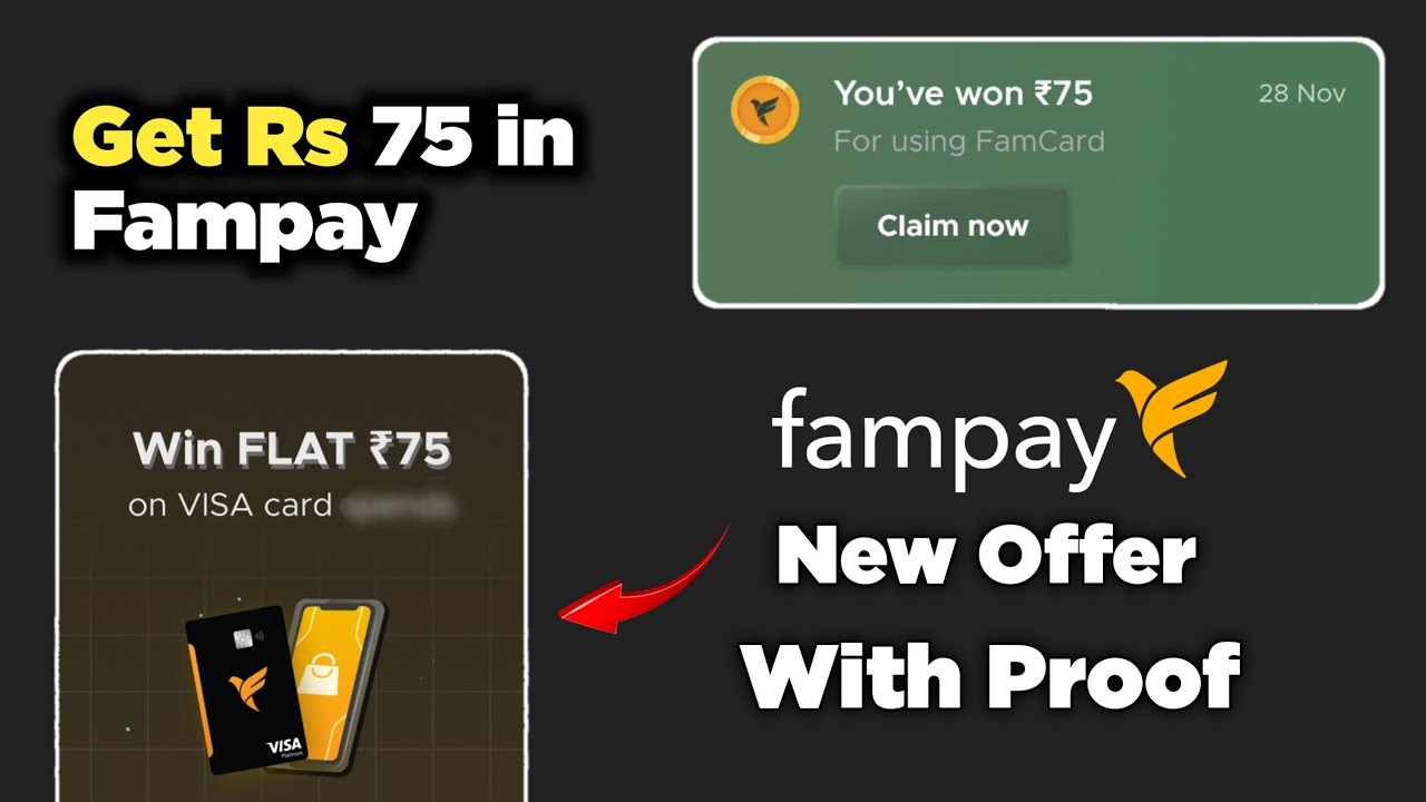 fampay new earning offer. get flat rs 75 with fampay card use. fampay ...