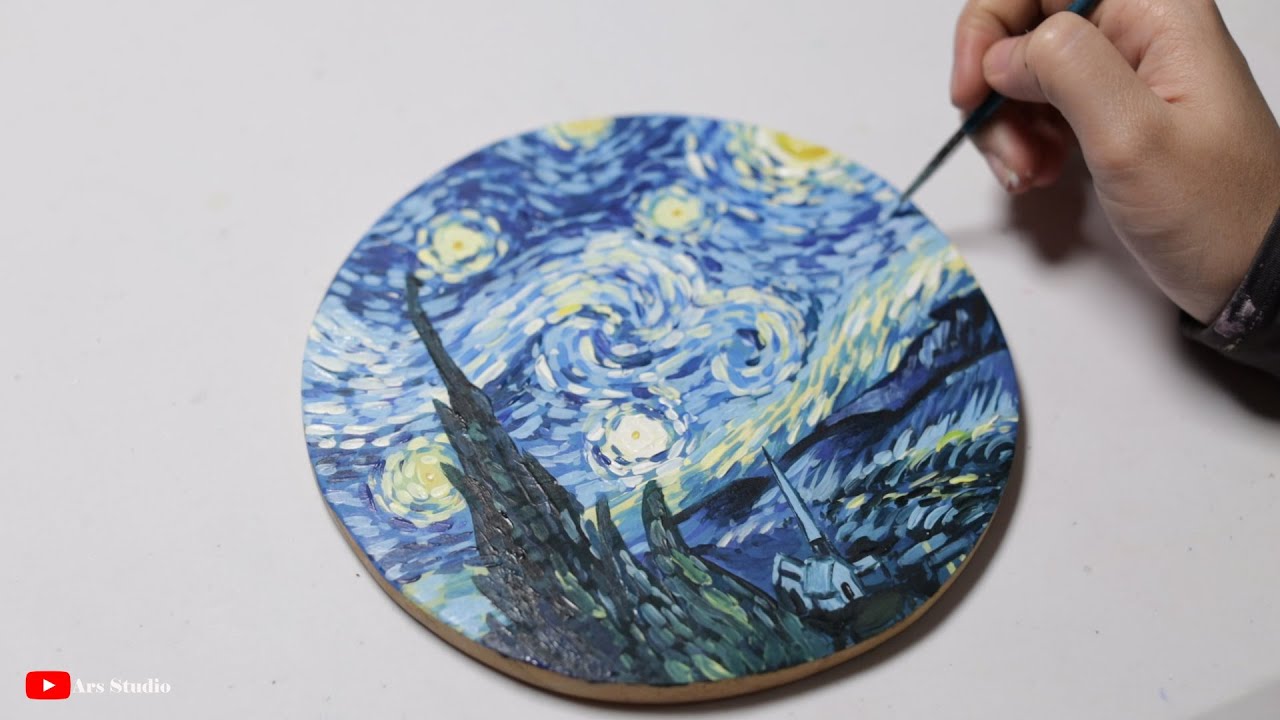 How to Paint the Starry Night With Acrylic | Acrylic Painting Tutorial ...