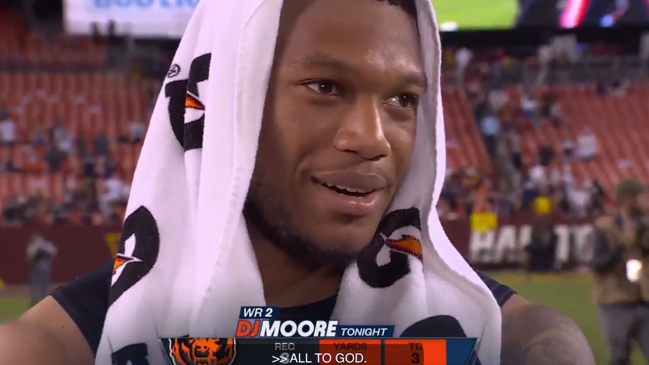 DJ Moore Amazon Prime Postgame Interview | Commanders vs Bears NFL 2023 ...