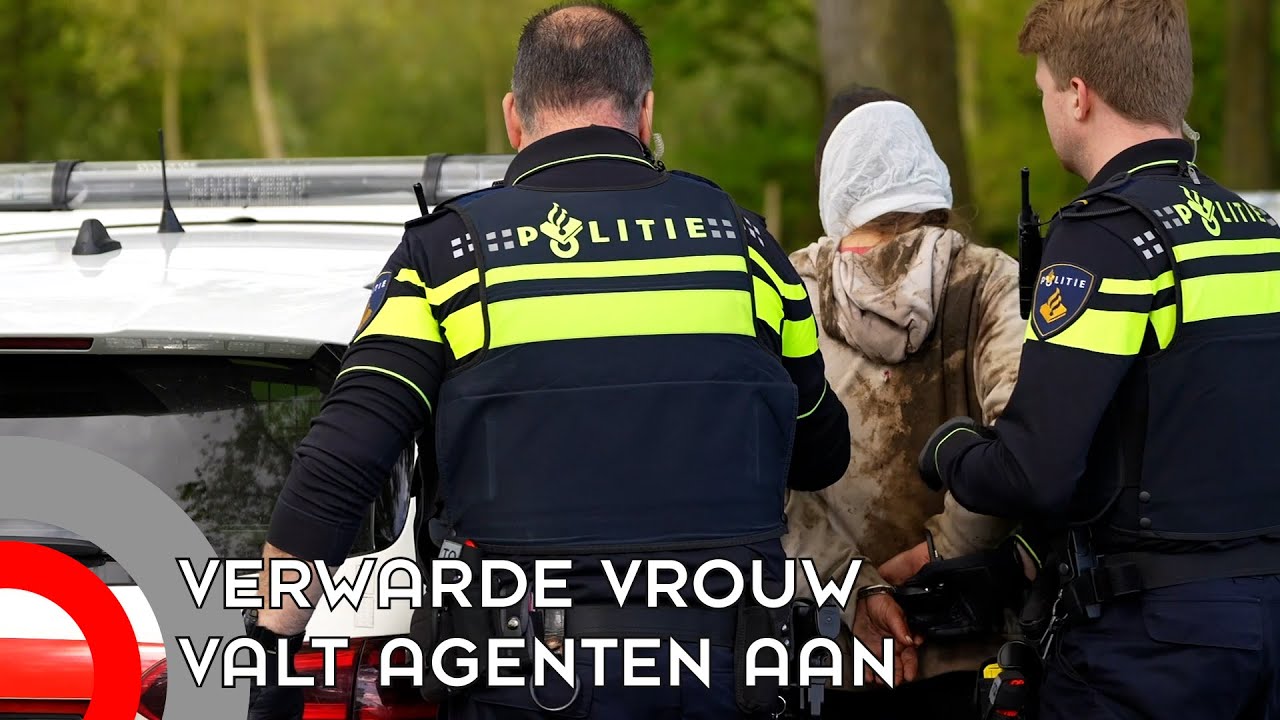 Verwarde vrouw zorgt voor ophef in bos, agenten gewond - YouTube