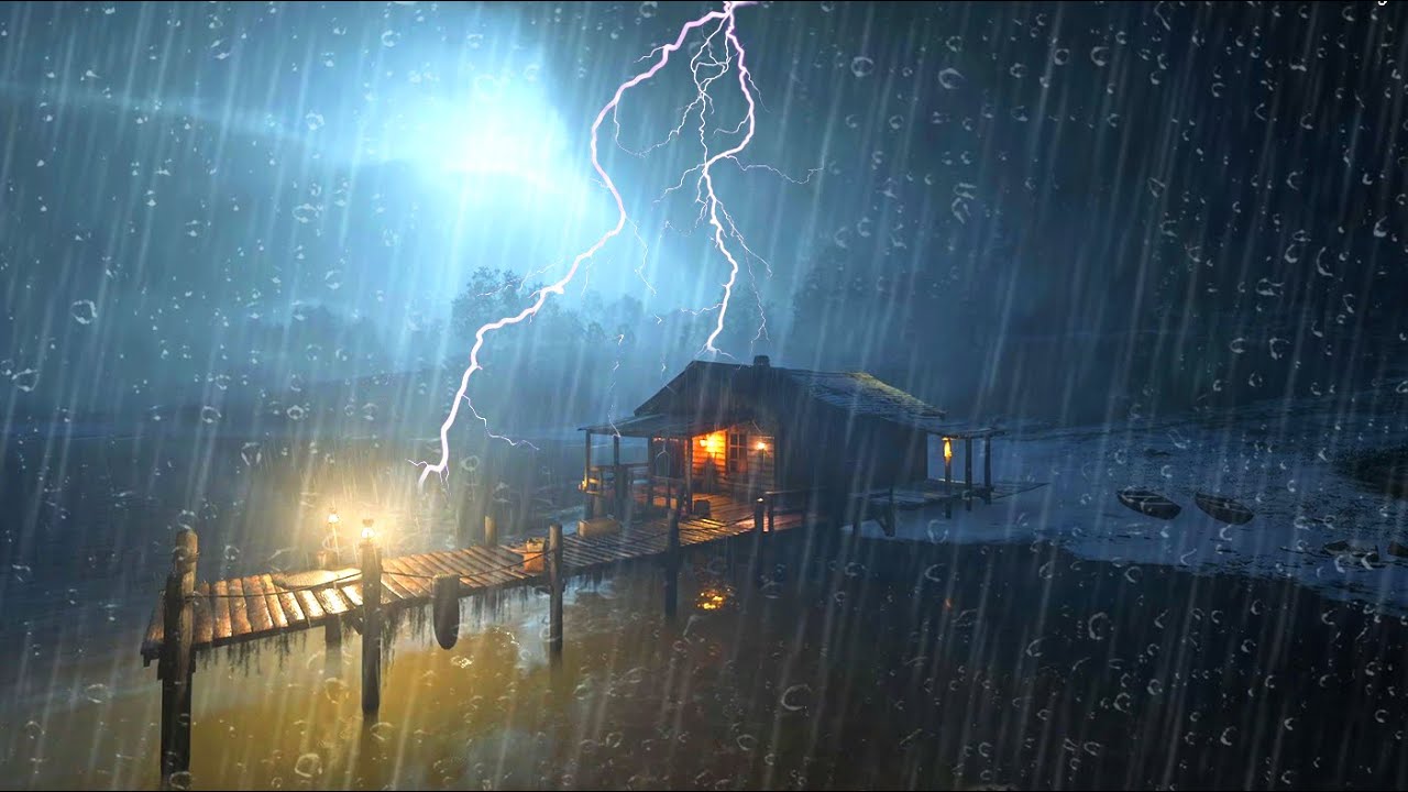Heavy Rain at Midnight – Peaceful Thunderstorm for Relaxation - YouTube