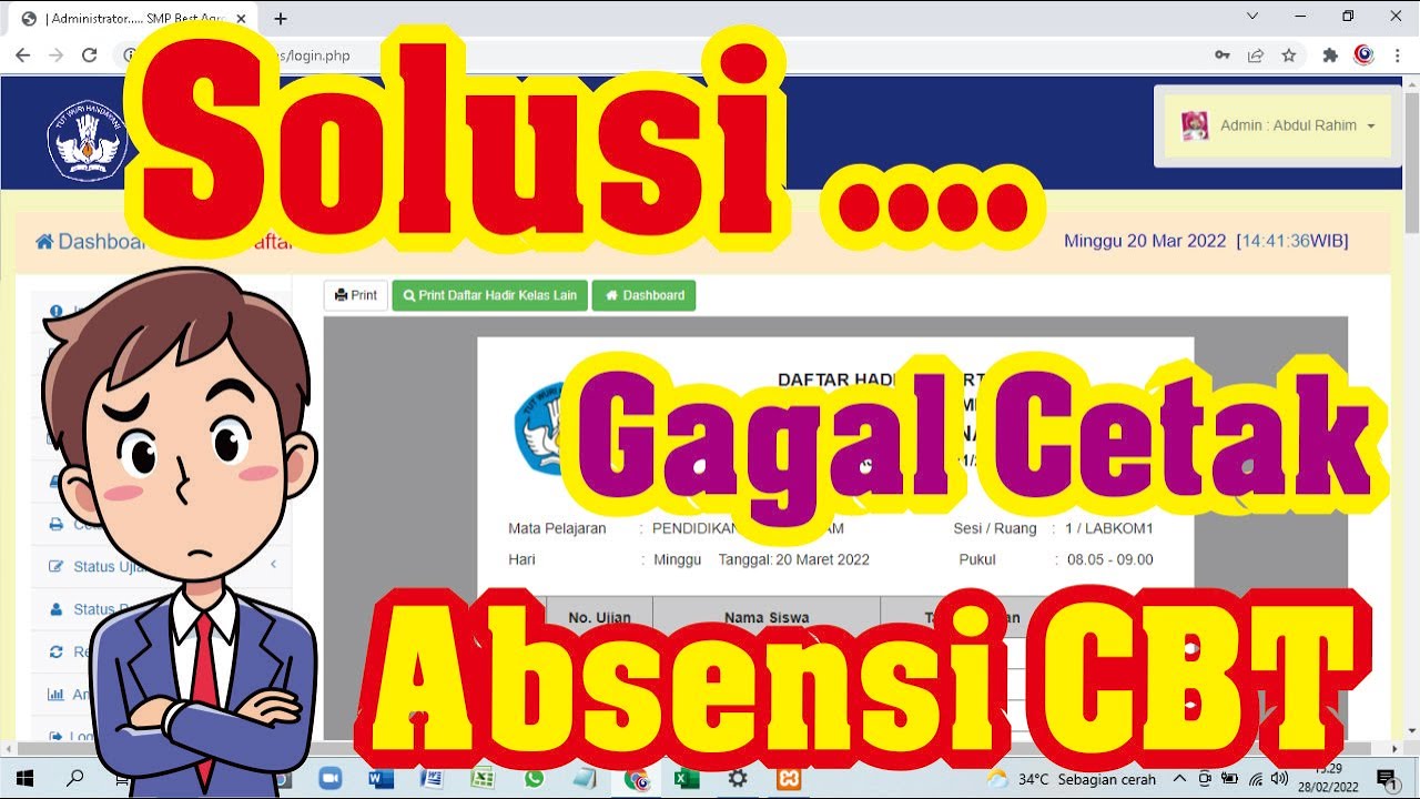 Trik Cepat Mengatasi Tidak Bisa Cetak Daftar Hadir Aplikasi Beesmart CBT | Tutorial CBT 2022 ...