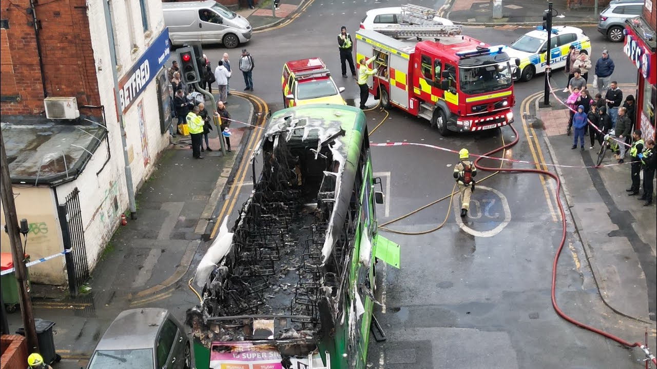 Dramatic scenes after a double-decker bus was engulfed in flames ...
