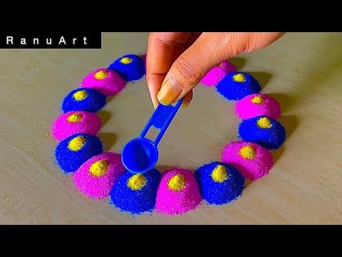 2 Festival Easy Rangoli|Simple Rangoli| Rangoli designs| Relaxing Video ...